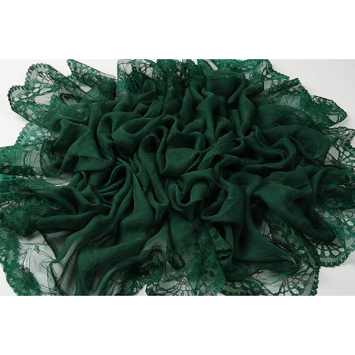 corciova Chiffon Extra Long Dark Emerald Green Sheer Head Silk Scarf Lightweight Evening Pashmina Shawl and Wrap for Women