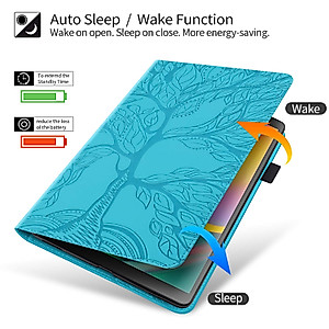 Pefcase iPad Mini 5 Case, iPad Mini 1/2/3/4/5th Generation Cover, Multi-Angle Viewing Folio Smart PU Leather Cover with Auto Sleep/Wake for Apple iPad Mini 7.9 inch Life Tree - Turquoise