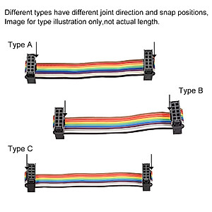 uxcell IDC Rainbow Wire Flat Ribbon Cable 20 Pins 118cm Length 2.54mm Pitch Type-C