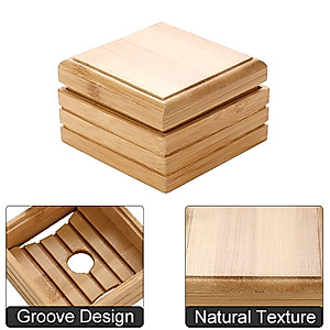 Wood Soap Box, 2pack Bamboo Soap Dish Tray Holder Storage Rack Container Hand Craft Bathtub Shower Dish Accessories Keeps Soap Dry for Bathroom Home Outdoor Hiking Camping Use