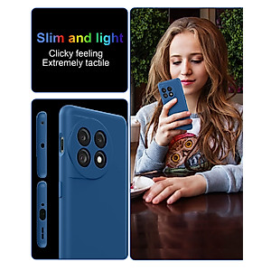 Foluu Silicone Case for OnePlus 11, Liquid Gel Rubber Bumper Case with Soft Microfiber Lining Cushion Slim Hard Shell Shockproof Protective Cover for OnePlus 11 5G 2023 (Blue)