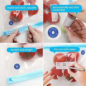 Sous Vide Bags 27Pcs, BPA Free Reusable, Double-Layered Food Storage (8.5 x 8.5 in) for Cooking, Food Storage, and Microwave Heating. Includes 20 Vacuum Zipper Bags, 2 Seal Clips, and 5 Air Valves.