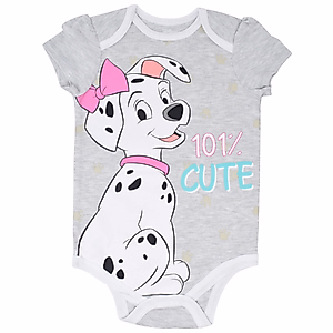 Disney Classics 101 Dalmatians Bambi Dumbo Aristocats Baby Girls 5 Pack Bodysuit 6-9 Months