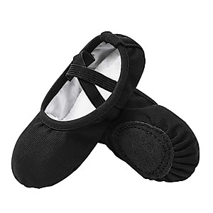 Stelle Canvas Ballet Shoes Toddler Girls Ballet Slippers No-Tie Boys Dance Shoes(Black,2MB)