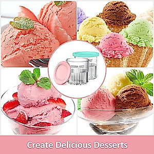 Benewid Creami Pints and Lids - 4 pack, Containers Replacement for Ninja Kitchen Ice Cream Makers NC500 NC501 Deluxe Series, Pint Ice Cream Containers, BPA-Free Dishwasher Food Storage Containers