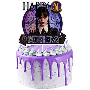 Wednesday Birthday Cake Topper, Wednesday Addams Cake Topper, Wednesday Horror TV Theme Birthday Party Decorations