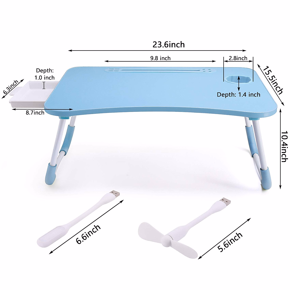 Slendor Laptop Desk Laptop Bed Stand Foldable Laptop Table Folding Breakfast Tray Portable Lap Standing Desk Reading and Writing Holder with Drawer