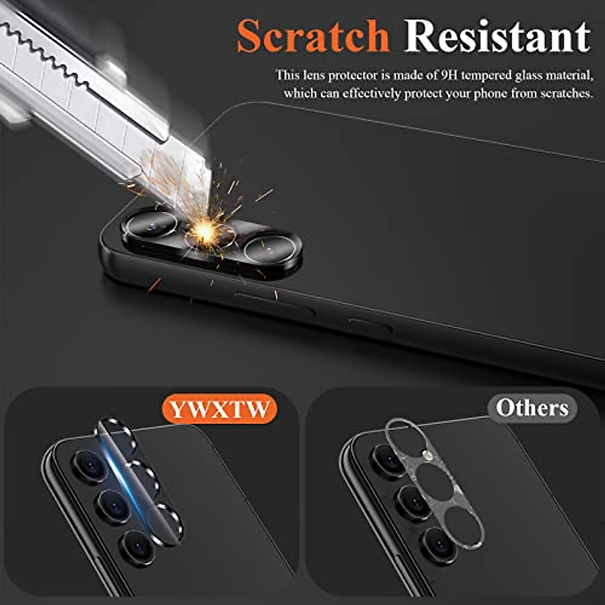 YWXTW 3 Pack for Samsung Galaxy S23 / S23 Plus Camera Lens Protector, 9H Tempered Glass S23/S23 Plus Camera Cover, Anti Scratch, Case Friendly