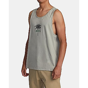 RVCA Mens Regular Fit Knit Tank Top Shirt - Palm Wire (Iron, Medium)