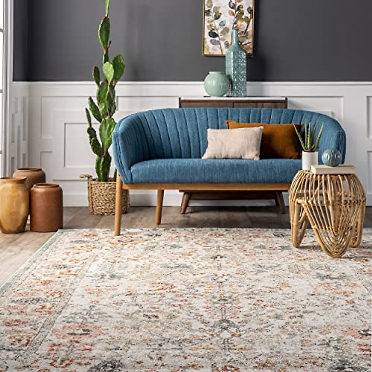 nuLOOM Rose Persian Vintage Area Rug, 4' x 6', Beige