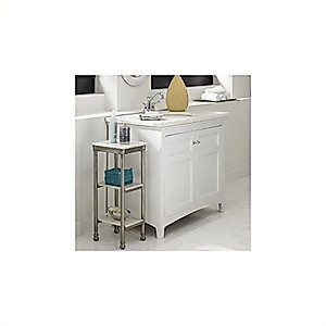 Home Styles The Orleans Three Tier Tower with Marble Laminate Shelves, Sturdy Powder-Coated Steel Frame