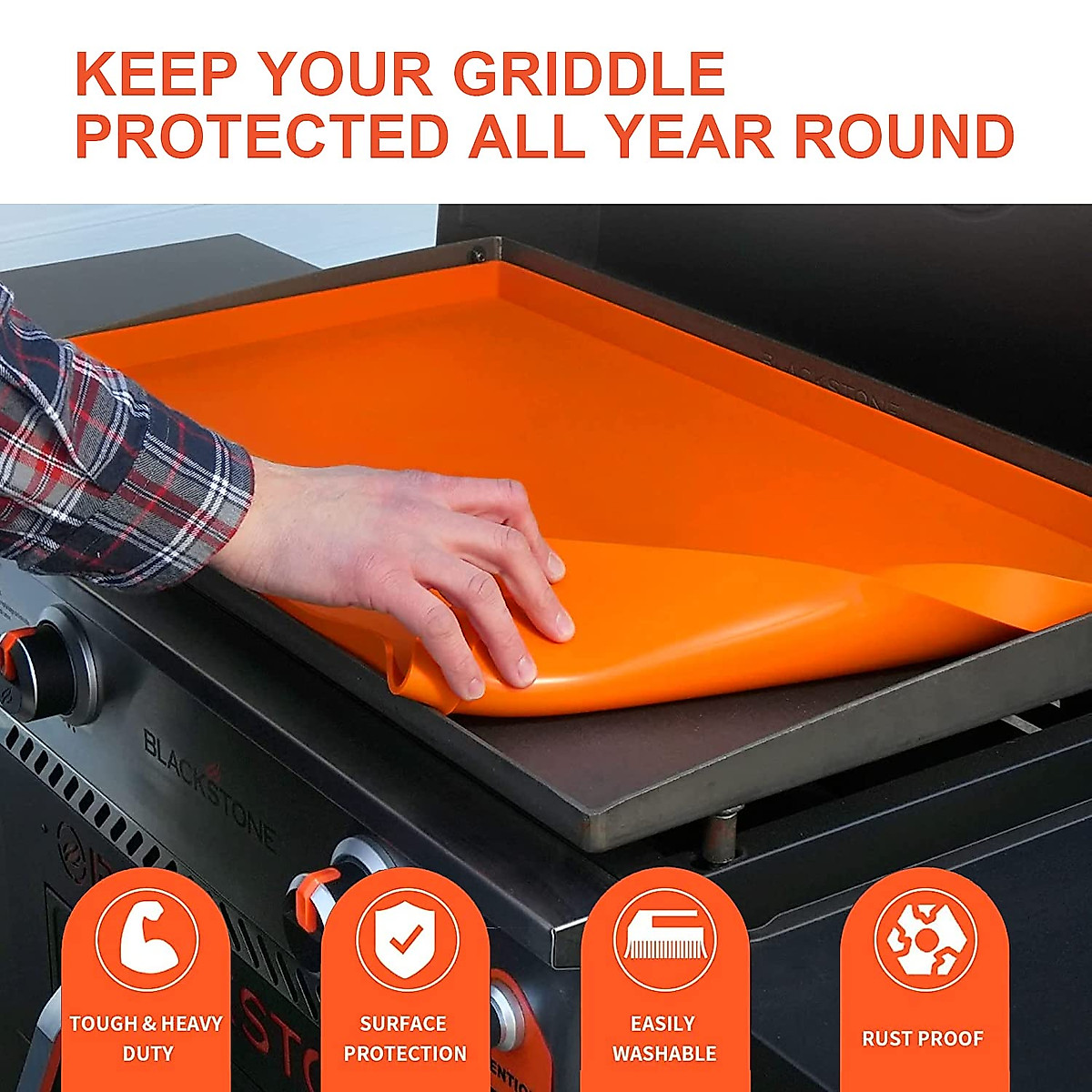 28" Griddle Mat Silicone for Black-stone, Protective Cover Mats Griddle Top Covers for Black-stone, Heavy Duty Food Grade Silicone Mat