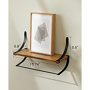 AMADA HOMEFURNISHING Floating Shelves Wall Mounted, Wall Shelves for Bathroom, Bedroom, Kitchen, Living Room, Bathroom Shelf with Towel Bar, Set of 2, Rustic Brown - AMFS20N