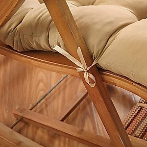 Thicken Extra Large Relax Rocking Chair Cushion,High-Backed Sun Lounger Cushion,Not-Slip Seat Cushion Mattress,Garden Patio Recliner Chair Pad Mat Beige 48x120cm(19x47inch)