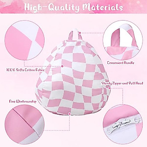 VitalCozy Bean Bag Chair for Teens (No Filler) Stuffed Animal Storage Bean Bag Chair Cover Polyester Stuffable Bean Bag Chair Cover for Kids Plush Toys Clothes Home Supplies, Pink