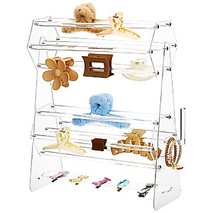 Lineshading Acrylic Claw Clip Holder 360 Degree Rotating Claw Clip Organizer Girl Hair Accessories Organizer Storage Display Clear Stand for Girl Women Vanity Dressing Table (Hexagonal Style)