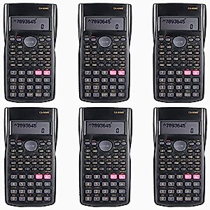 Saillong 2-Line Engineering Scientific Calculator, Black Function Fractions Math Calculator for Middle, High School, Classroom, Student and Teacher (6 Pieces)