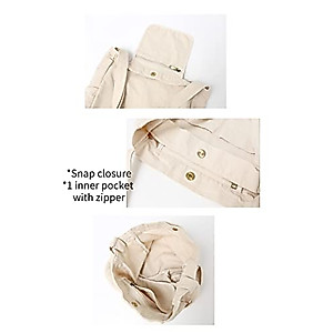 Jeelow Canvas Tote Crossbody Shoulder Bag Handbag Purse With Shoulder Strap For Men & Women (Beige)