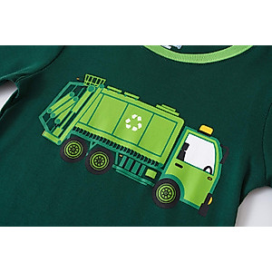 Family Feeling Garbage Truck Little Boys Long Sleeve Pajamas 100% Cotton Pjs Toddler Sleepwears Size 4T