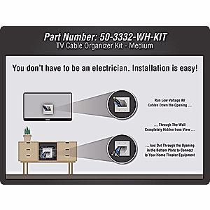DataComm Electronics 50-3332-WH-KIT Flat Panel TV Cable Organizer Kit - White