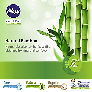 Sleepy Natural Diapers Size 6 - Organic Diapers Highly Absorbent and Hypoallergenic Bamboo Baby Diapers for Girls and Boys - Disposable Diapers 60 Count - Size 6 Diapers, Child Weight 33-55 lbs