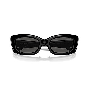 COACH Women's HC8390U Pillow Tabby Universal Fit Rectangular Sunglasses, Black/Grey Solid, 51 mm