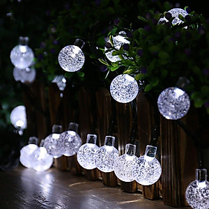 LYHOPE Solar Outdoor String Lights, 35.6ft 60 LED Crystal Ball Waterproof Solar Powered Globe Lights for Garden Patio Yard Holiday Party Decoration (Cool White)