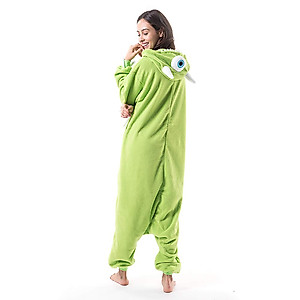 Beauty Shine Unisex Adult Onesie One Piece Pajamas Cosplay Cartoon Costume Halloween Christmas Sleepwear Jumpsuit Homewear(Mike Wazowski, X-Large)