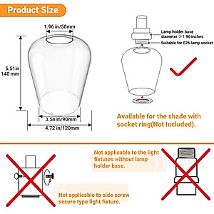 2 Pack Clear Glass Shade, Wine Cup Shaped Glass Lamp Shades, 5.51inch High, 4.72inch Diameter, 1.96inch Fitter, High Transmittance Lampshade Replacement for Pendant Lights Chandelier Vanity Lights