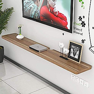 PIBM Stylish Simplicity Shelf Wall Mounted Floating Rack Shelves Solid Wood Simple Durable Wear Resistant Multifunction Living Room Set Top Box,4 Sizes, a , 60x23.5x2.5cm
