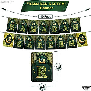 KatchOn, Ramadan Kareem Banner Large - 10 Feet, No DIY | Ramadan Banner for Ramadan Decorations for Home | Ramadan Mubarak Banner for Ramadan Mubarak Decorations | Green Ramadan Party Supplies Banner