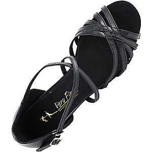 Women's Ballroom Dance Shoes Salsa Latin Practice Dance Shoes Black PU 1670FTEB Comfortable - Very Fine 1" Heel 7 M US [Bundle of 5]