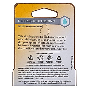 Burt's Bees Lip Balm, Ultra Conditioning with Kokum Butter, 0.15 oz (Pack of 4)