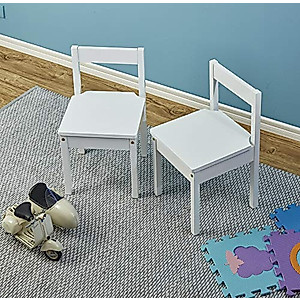 Amazon Basics Solid Wood Kids Activity Chair Set, 23.8-Inch Height - 2-Pack, White
