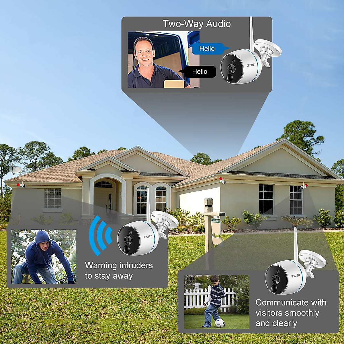 ZOSI 2MP Wireless Security Camera System, 8CH NVR with 1TB HDD and (4) Weatherproof IP Camera 1080p, Plug and Play, Auto Match, Two-Way Audio, Pir Motion Detection, Remote Access (Renewed)