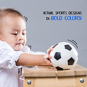 Neliblu Large Balls for Little Kids - Fun Set of 3 Sports Balls in Convenient Storage and Carry Bag - Includes 5" Baseball, 5" Soccer Ball, 8" Football - Perfect for Outdoor and Indoor Safe Play