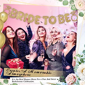 Breling Pre Strung Bride to Be Glitter Banner Bridal Shower Decorations Bride to Be Sign Bachelorette Party Banner Bridal Shower Garland for Engagement Wedding Bride Party Decorations(Champagne Gold)