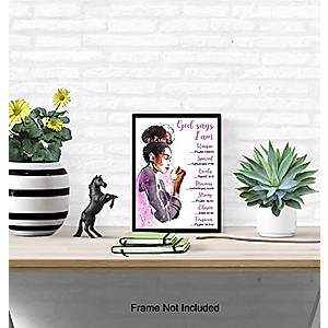 Inspirational African American Women Bible Verse Wall Art - Motivational Decor Poster for Black Girls, Teens Bedroom, Living Room, Dorm Apartment - Religious Christian Scripture Encouragement Gifts