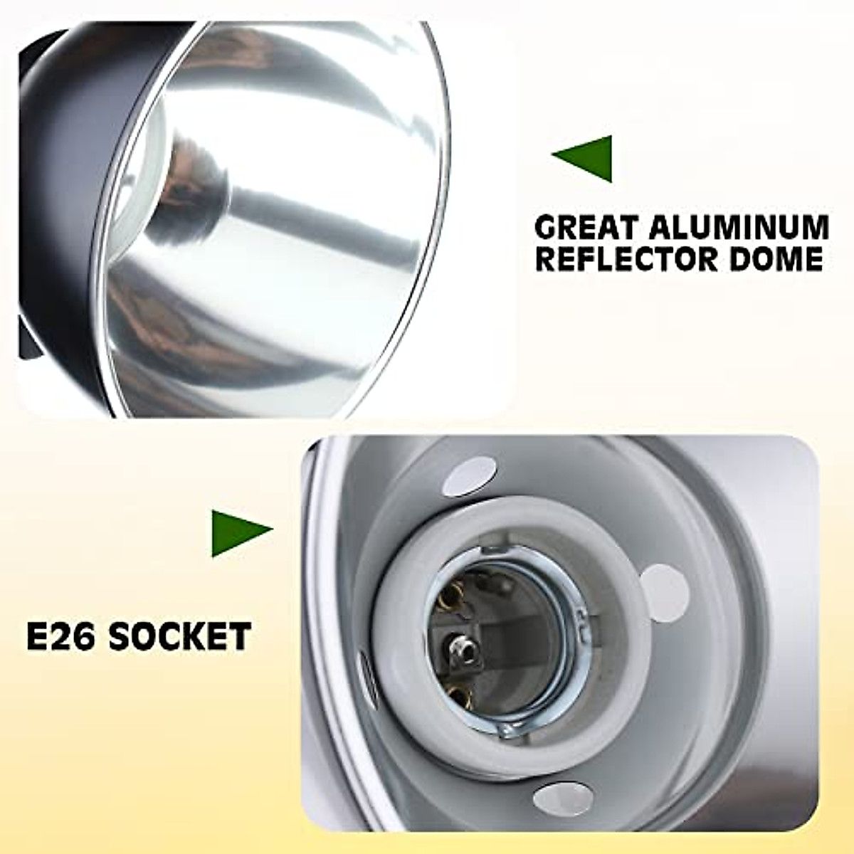 Reptile Light Fixture, 5.5inch Reptile Heat Lamp, Reptile Deep Dome Reflector Cover with Switch Lamp Aquarium Tank Heating Lamps, for E26 Basking Heat Bulb UVB UVA Bulb