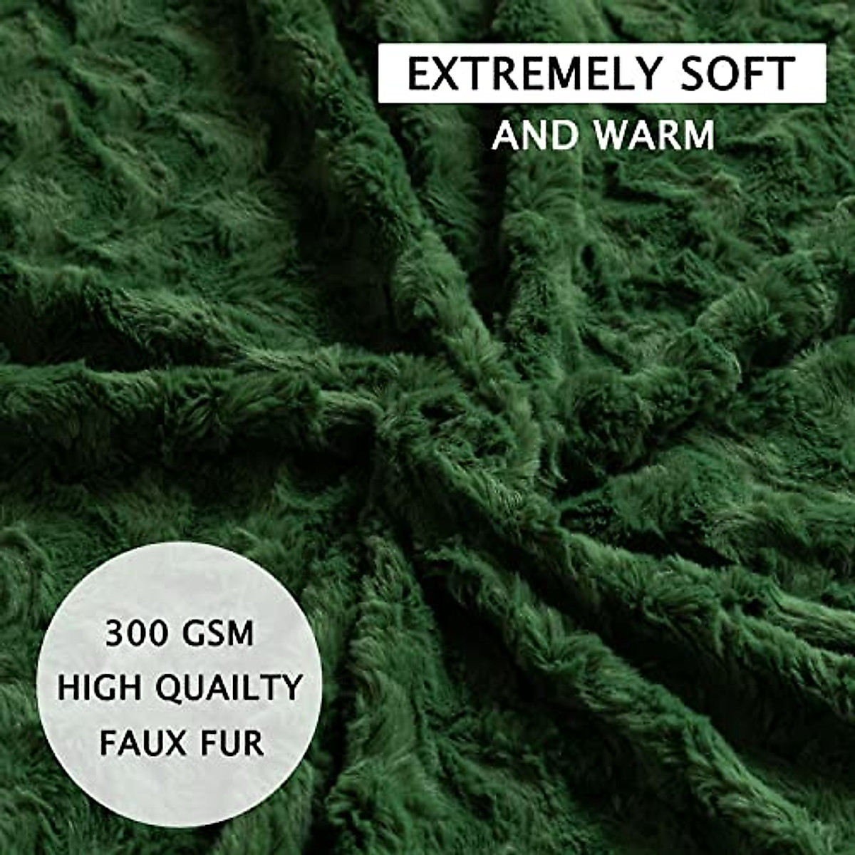 HT&PJ Throw Blanket Super Soft Fluffy Faux Fur Blankets Premium Sherpa Backing Warm Decorative for Bed, Sofa, Couch - Green, 50x60in