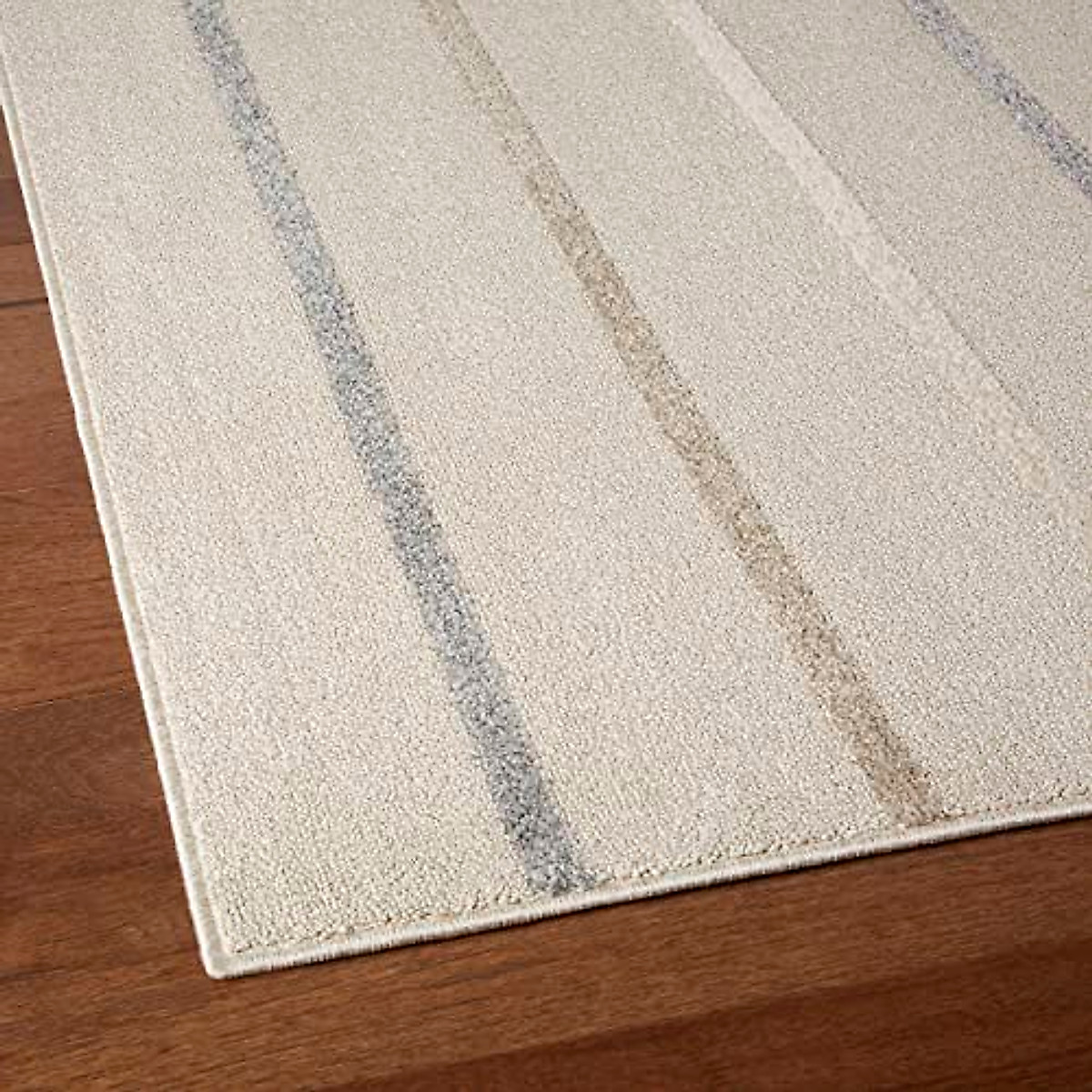 Lillian Lillian August Crescent Aris Modern Striped Area Rug, Beige/Grey/Blue, 5'2"x7'2"