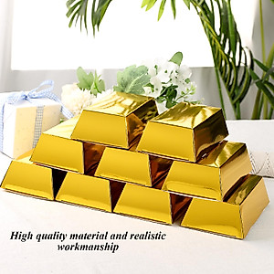 VGOODALL 24PCS Gold Bar Chocolate Boxes, Golden Brick Gift Box Treat Box for Chocolates Coins Casino Theme Decoration Candy Treats Container 5.5" x 3.2" x 1.6"