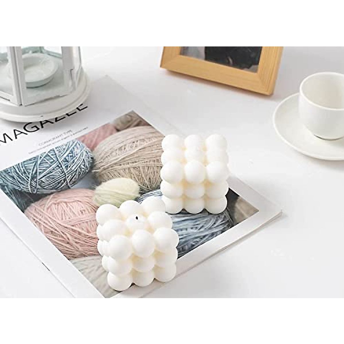 Euforik Bubble Candle Home Decoration White Bubble Candle Handmade Cube for Bedroom Bathroom Decorations Soy Candles