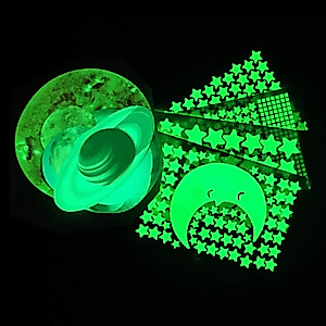 Glow in The Dark Stickers for Ceiling, 525Pcs Dark Stars and Moon Decals Wall Stickers Solar System Shining Decoration, Glowing in The Dark Ceiling Decors for Kids, Boys, Girls Bedroom