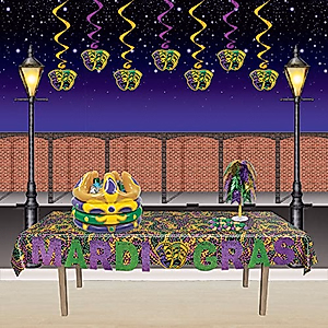 Beistle 2 Piece Jointed Cardstock Paper Lamppost Cut Outs Mardi Gras Decorations Christmas Party Supplies Fake Street Light Home Wall Decor, Black/Yellow/White