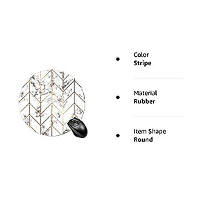 BYBART Black White Marble Stripe, Round Non-Slip Rubber, Office Accessories Desk Decor Mouse Pads for Computers Laptop