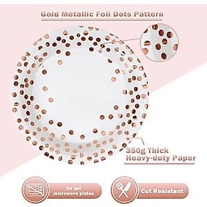 CENLBJ White and Rose Gold Paper Plates and Napkins-50 Pack-25 * 7inch Paper Plates & 25 * 6.5inch Napkins,Party Supplies for Birthdays Receptions and All Occasions