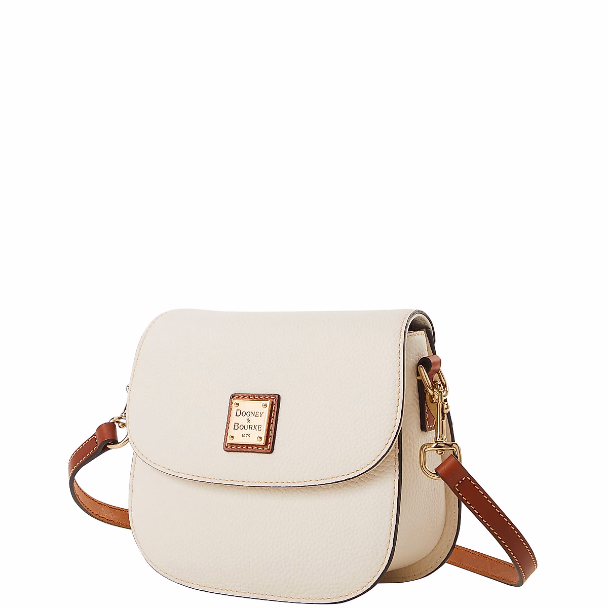 Dooney & Bourke Handbag, Pebble Grain Saddle Bag Crossbody - White
