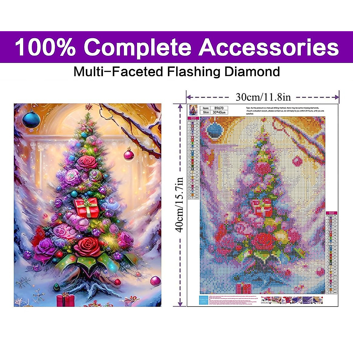 Christmas tree Gem Painting Crafts for Adults Home Wall Decor,Christmas Diamond Painting Kits- Christmas tree Diamond Art for Adults,DIY 5D Gem Art Christmas Perfect for Relaxation(12*16inch)