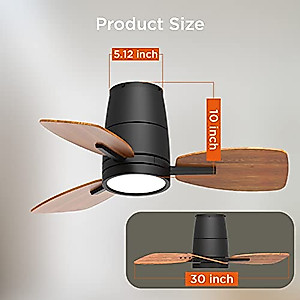 TALOYA Small Ceiling Fan with Lights and Remote Control 30 inch Multifunctional Quiet Fan with Three Color Temperature Light and Reversible Blades